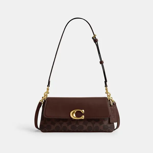 COACH Jet Shoulder Bag In Signature Canvas - Brass/maple