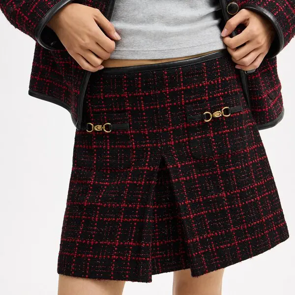 COACH Sculpted C Tweed Mini Skirt