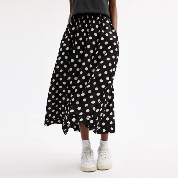 COACH Polka Dot Taffeta Maxi Skirt