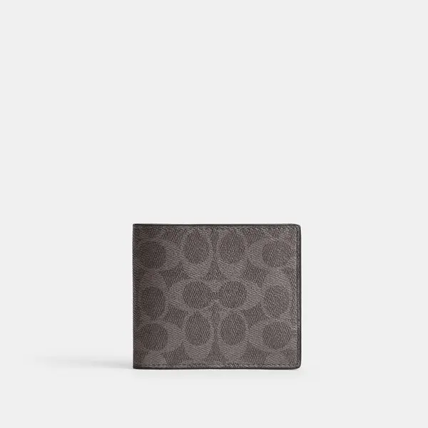 COACH® 3-in-1 Wallet In Signature Canvas - Grey Signature
