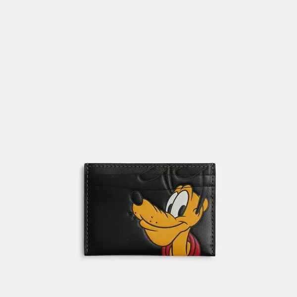 COACH Disney X Essential Card Case With Pluto - Brass/black Multi