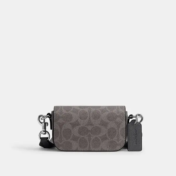 COACH Flap Crossbody Bag In Signature Canvas - Grey Signature