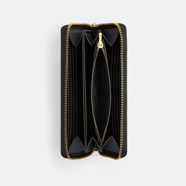 COACH Disney X Essential Accordion Zip Wallet With Pluto Applique - Brass/black Multi