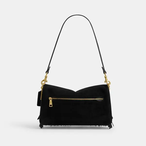 COACH Tabby Shoulder Bag 26 With Crystal Beaded Fringe - Brass/black