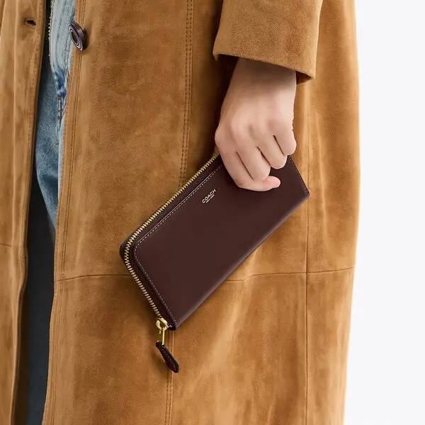 COACH New York Slim Accordion Zip Wallet - Brass/maple
