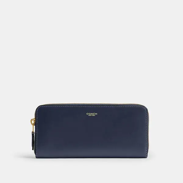 COACH New York Slim Accordion Zip Wallet - Brass/navy
