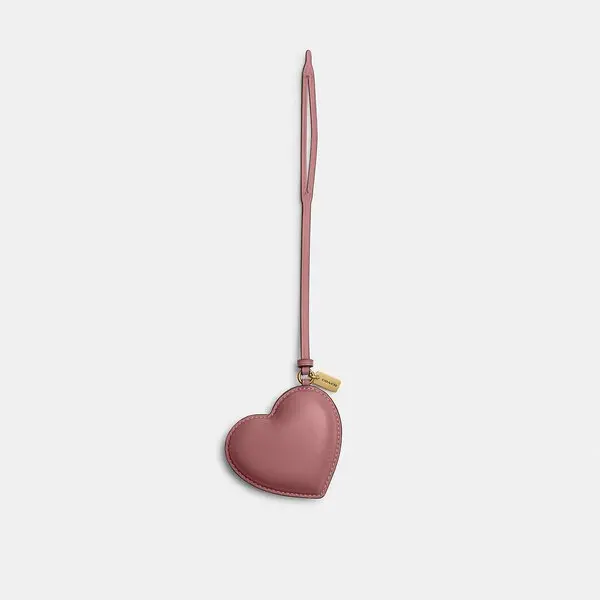 COACH Heart Puffy Bag Charm - Brass/peony