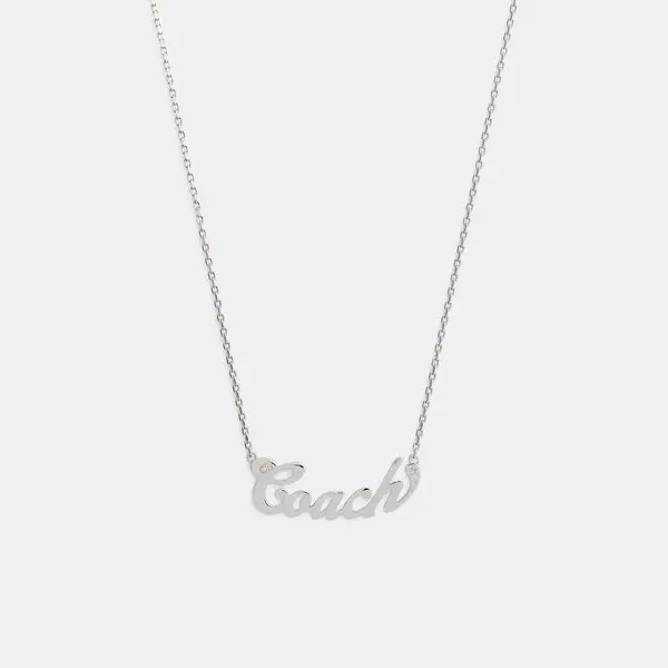 COACH Script Nameplate Necklace - Silver