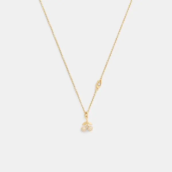Coach Pavé Cherry Pendant Necklace - Gold/crystal