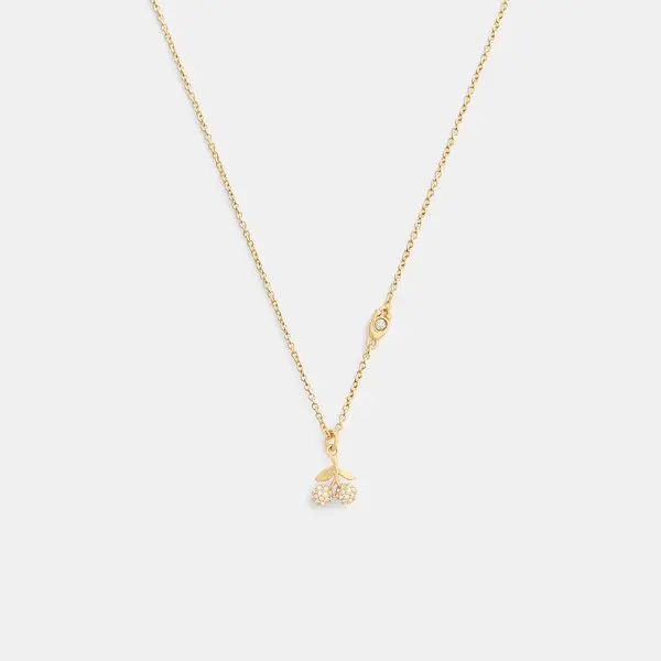 COACH Pavé Cherry Pendant Necklace - Gold/crystal