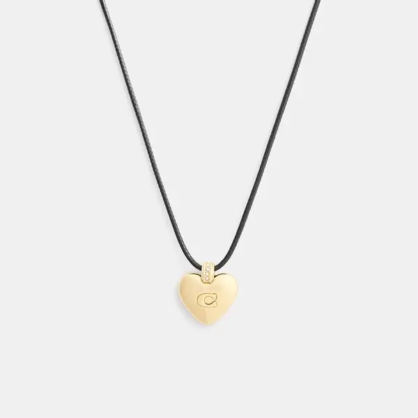 Coach Signature Heart Cord Pendant Necklace - Gold