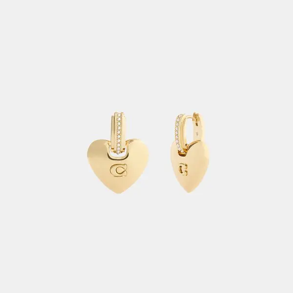 Coach Signature Heart Statement Drop Earrings - Gold