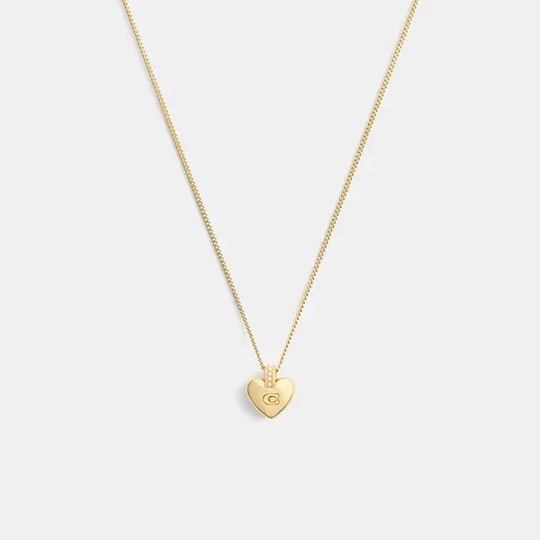 Coach Signature Heart Pendant Necklace - Gold