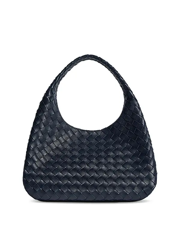 Bottega Veneta Campana Intrecciato Leather Shoulder Bag - Midnight/muse Brass