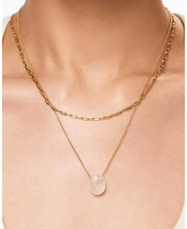 ANA LUISA Plated Pebble Pendant Necklace - White