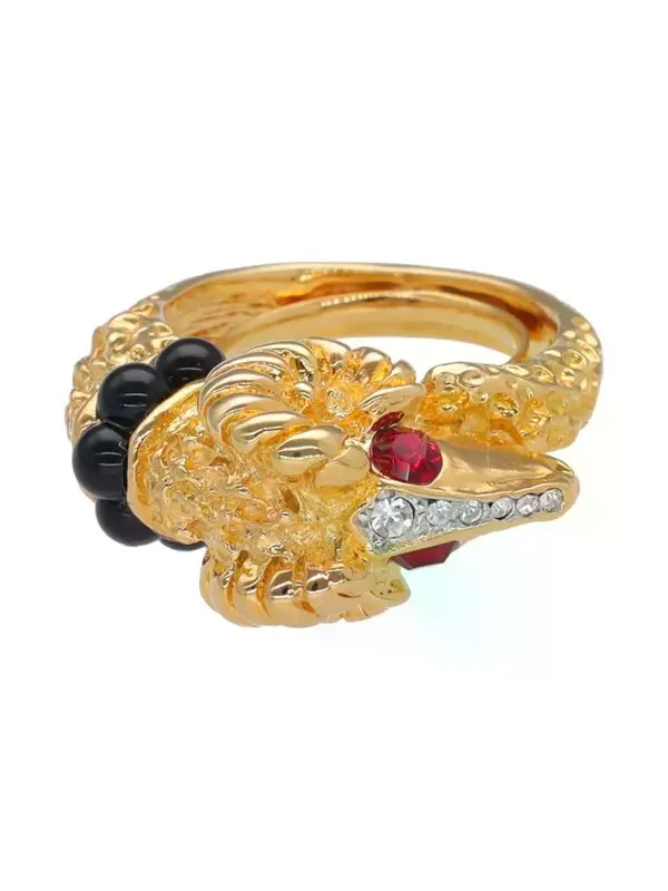 KENNETH JAY LANE Vintage Aries Crystal Band Ring - Gold