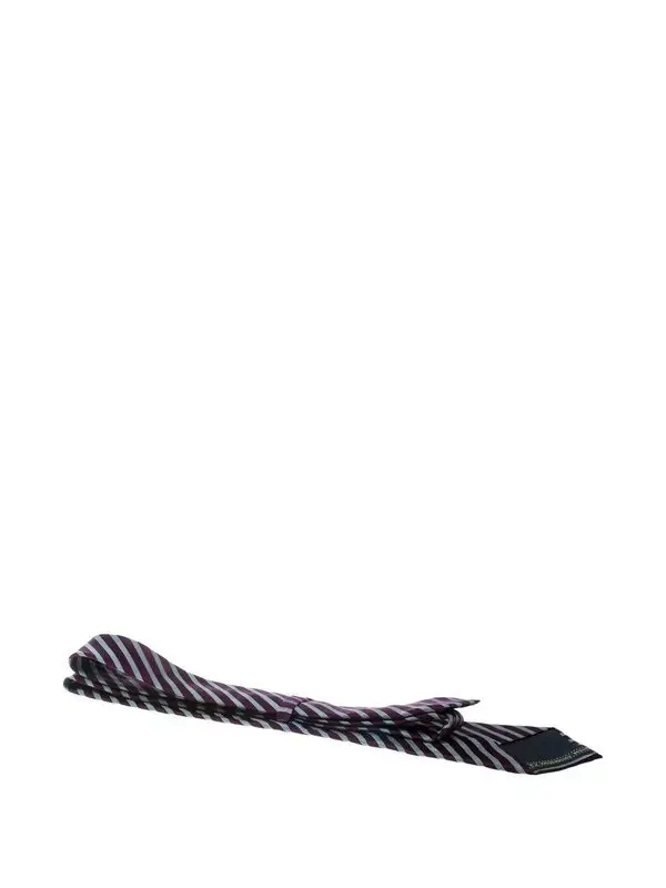Ermenegildo Zegna Striped Silk Neck Tie - Purple