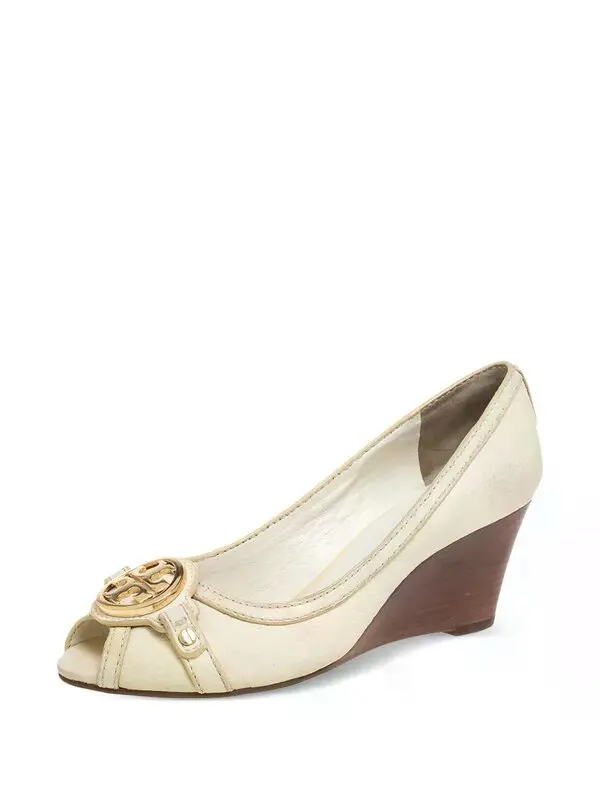 Tory Burch 65mm Leather Peep-toe Wedge Pumps