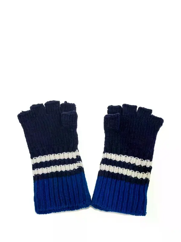 Burberry Cashmere Striped Gloves - Blue