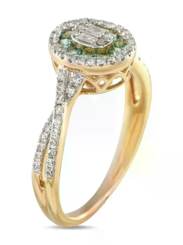 LB EXCLUSIVE 14k Yellow Diamond, And Emerald Ring