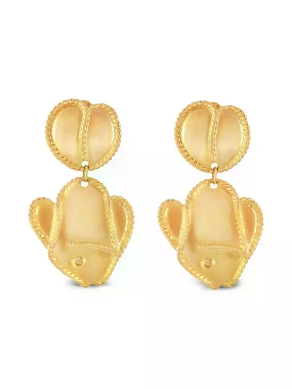 SUSAN CAPLAN 1980s Fish-motif Clip-on Earrings - Gold