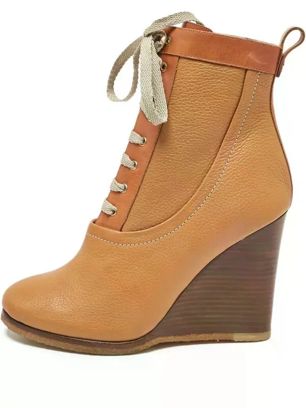 Chloé 10mm Leather Wedge Ankle Boots