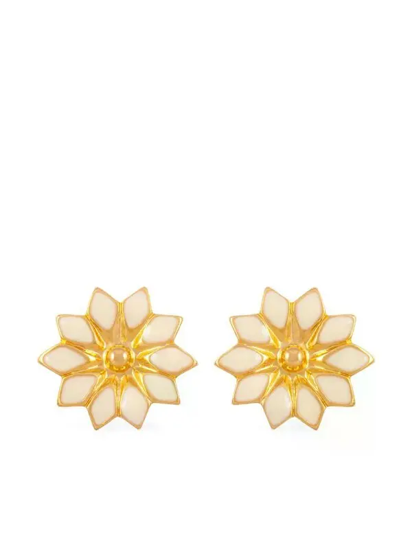 SUSAN CAPLAN 1990s Floral Stud Earrings - White