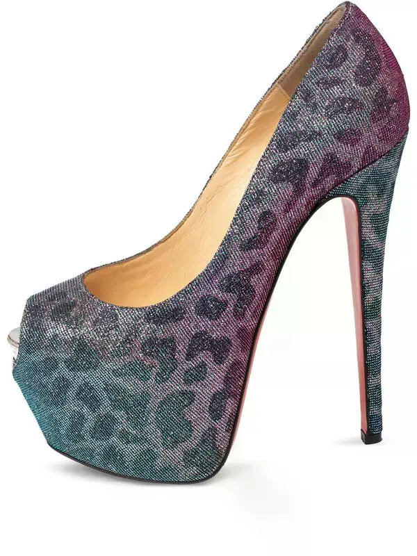 CHRISTIAN LOUBOUTIN 155mm Leopard-print Platform Pumps - Blue