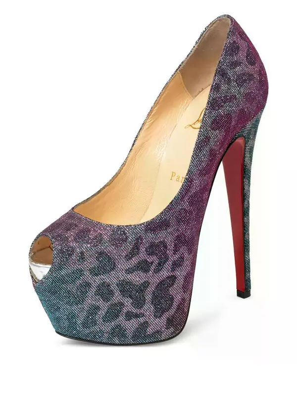 CHRISTIAN LOUBOUTIN 155mm Leopard-print Platform Pumps - Blue