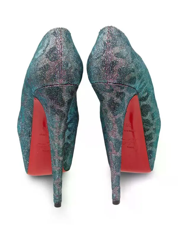 CHRISTIAN LOUBOUTIN 155mm Leopard-print Platform Pumps - Blue