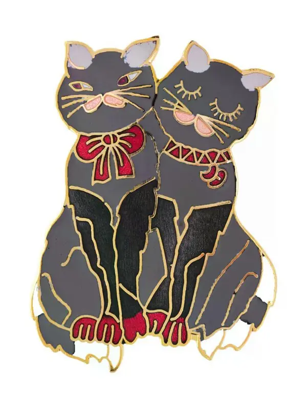 SUSAN CAPLAN 1980s Love Cat Brooch - Grey