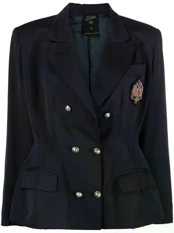 Jean Paul Gaultier 1980s Emblem-patch Double-breasted Jacket