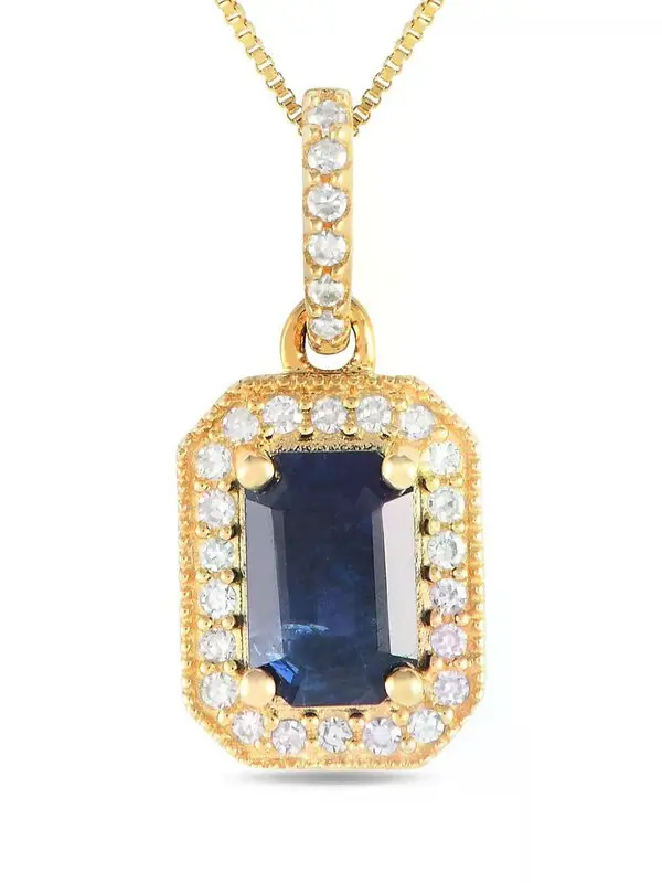 LB EXCLUSIVE 14k Yellow Diamond And Sapphire Pendant Necklace - Gold