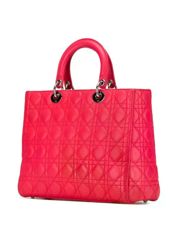 Dior 2013 Large Lambskin Cannage Lady Satchel - Pink