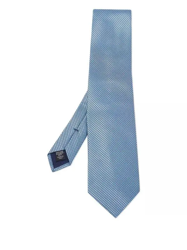 Ermenegildo Zegna Geometric-pattern Silk Neck Tie - Blue