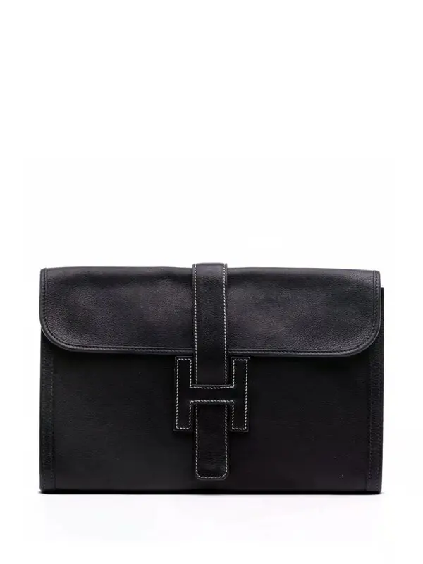 Hermès 2012 Evergrain Jige Pm Clutch Bag - Black