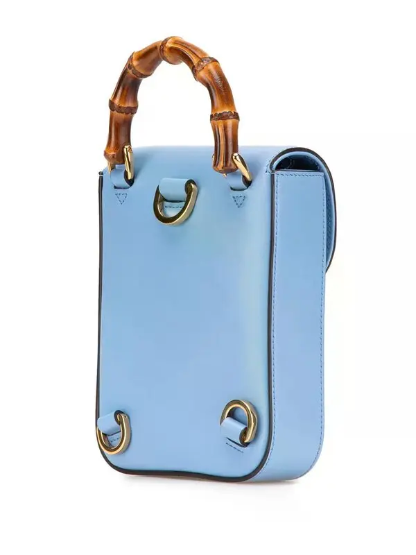 Gucci Mini Calfskin Bamboo Top Handle Satchel - Blue