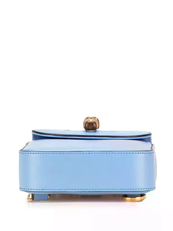 Gucci Mini Calfskin Bamboo Top Handle Satchel - Blue