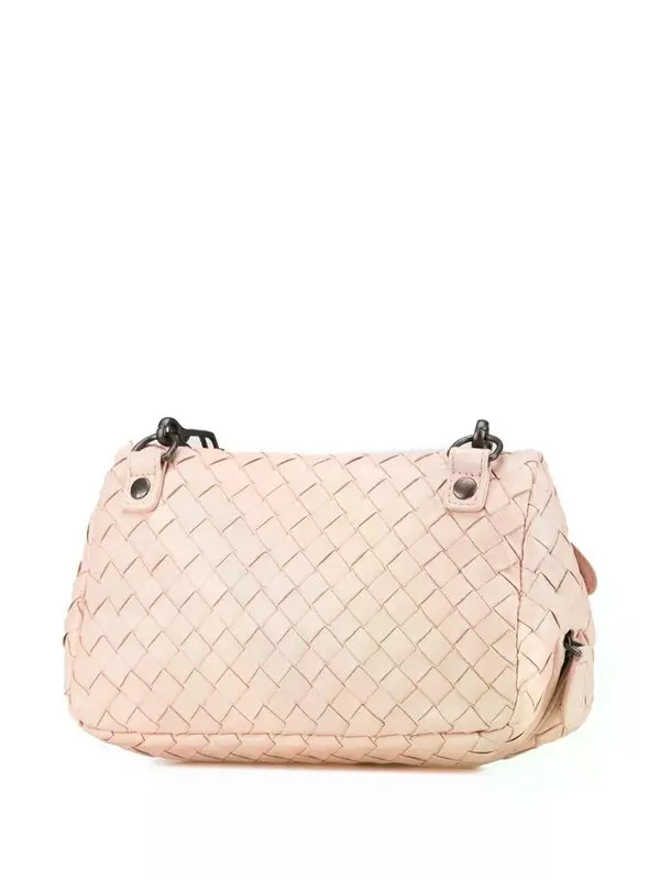 Bottega Veneta 2012-2024 Leather Intrecciato Chain Flap Crossbody Bag - Pink