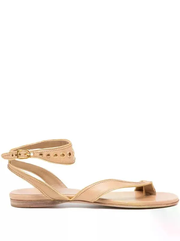 Hermès Leather Flat Sandals - Gold