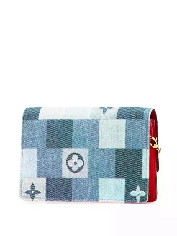 LOUIS VUITTON 2020 Monogram Denim Patchwork Fiore Chain Wallet