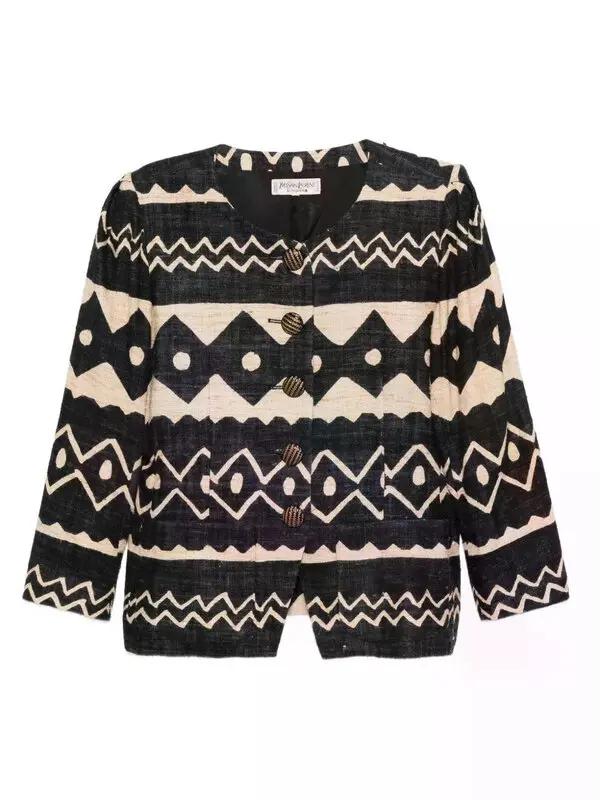 Saint Laurent 1994 Geometric-pattern Linen Jacket