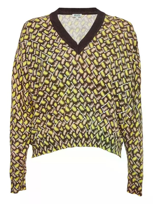 Kenzo V-neck Geometric Pattern Sweater