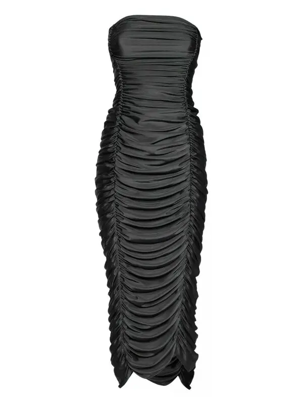 Norma Kamali Ruched Strapless Midi Dress - Black