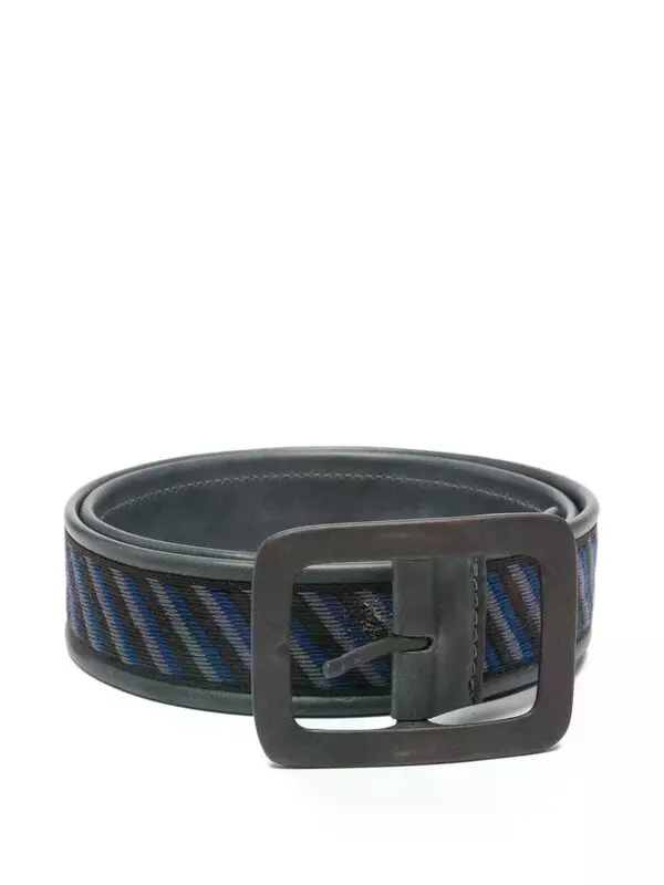 ROMEO GIGLI 1990s Striped Belt - Black