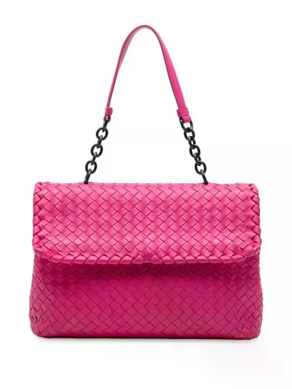 Bottega Veneta Medium Nappa Intrecciato Olimpia Shoulder Bag - Pink
