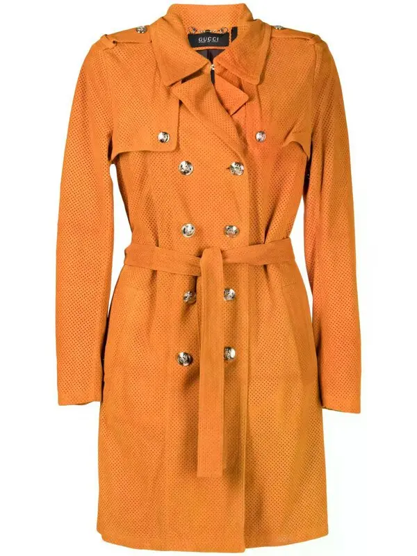Gucci Perforated Suede Trench Coat