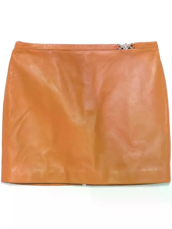 Versace Medusa-embellished Leather Mini Skirt - Brown