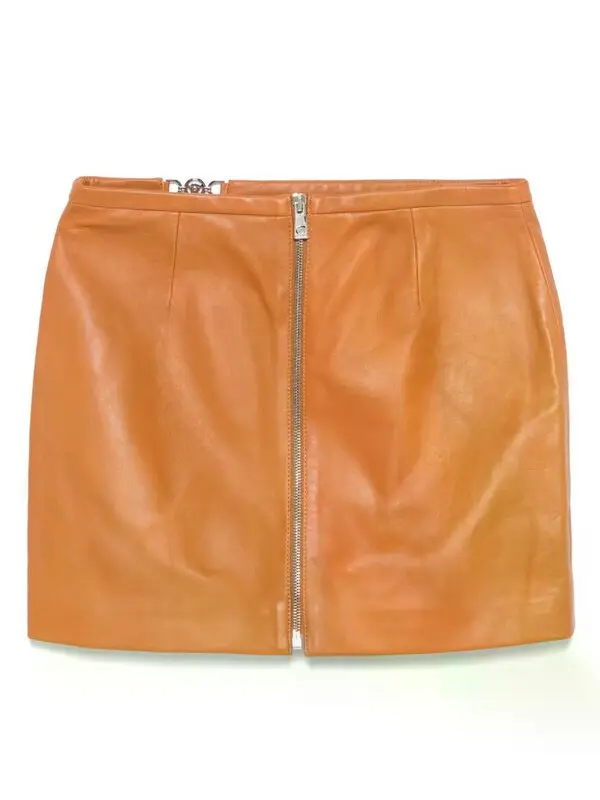 Versace Medusa-embellished Leather Mini Skirt - Brown