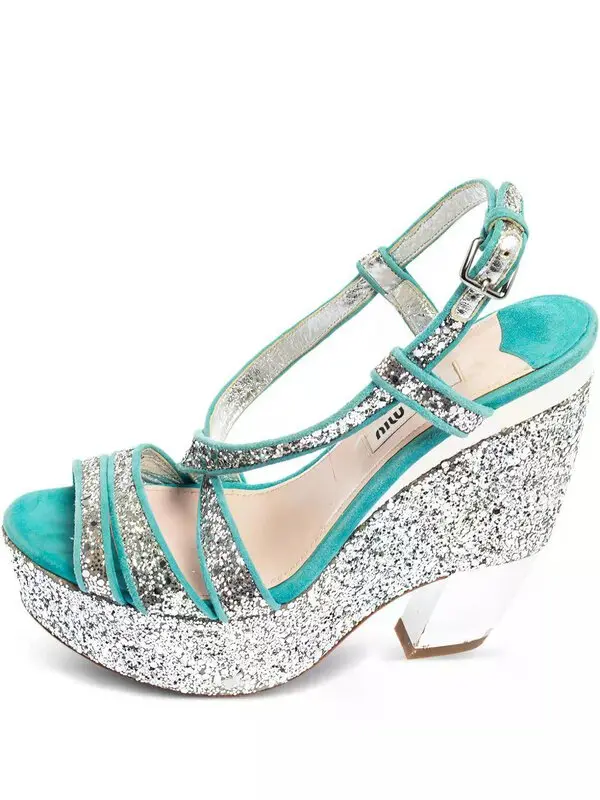 Miu Miu 135mm Glitter-embellished Suede Sandals